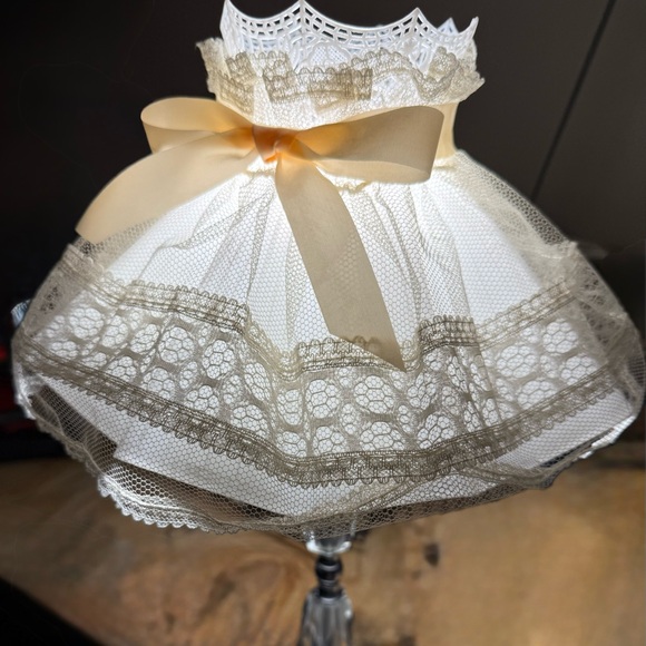 Accents | Vintage Lace Dress Table Lamp With Bow | Poshmark